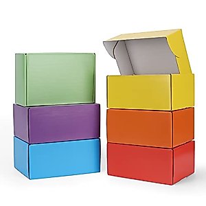 PHAREGE 9x6x4 inch Shipping Boxes 18 Pack, 6 Colors Cardboard Gift Boxes with Lids for Wrapping Holiday Birthday Party Presents, Corrugated Mailer Boxes for Packaging Mailing Small Business