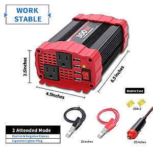 BYGD 150W Car Power Inverter, DC 12V to 110V AC Converter with Dual 2.4A USB Charging Ports Cigarette Lighter Socket Adapter