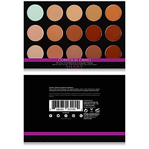 SHANY CONTOUR CAMO Professional Cream Foundation, Foundation Primer,Camouflage Concealer Makeup Palette - 15 Color Face Palette