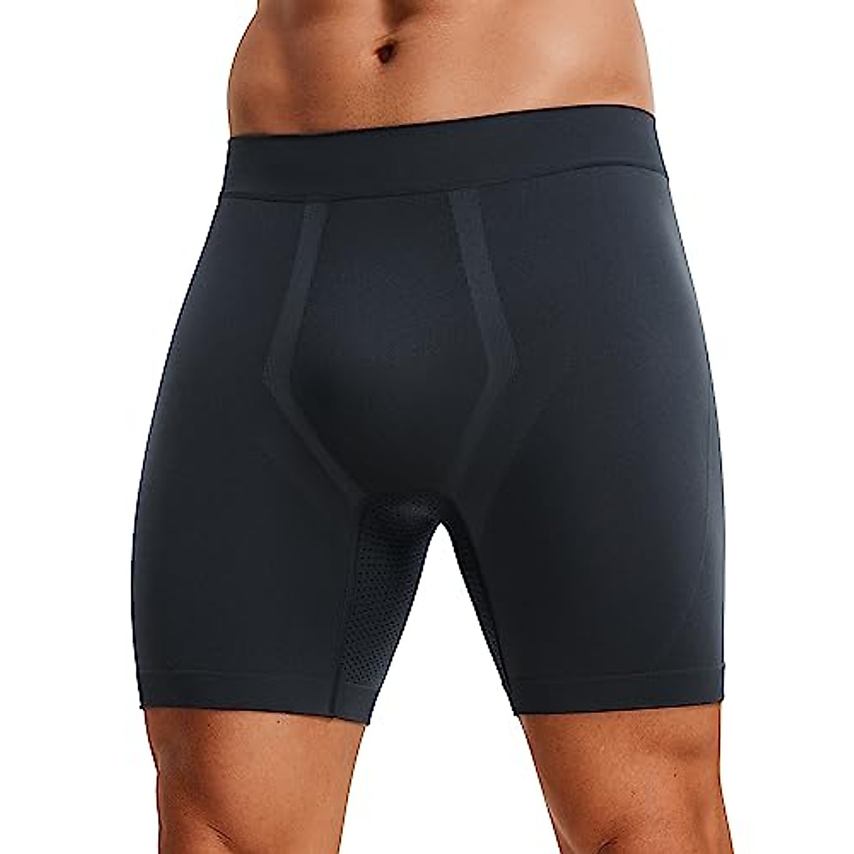 CRZ YOGA Men's Seamless 5" Boxer Briefs Breathable Sports Underwear (3-Pack) Black/True Navy (3pack) Large