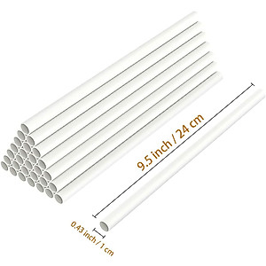 PSGGARY 50 pcs Plastic Cake Dowel Rod White Cake Dowel Rods, Tiered Cake Construction Rods, Cake Stacking Supporting Rods, 0.4 Inch Diameter, 9.5 Inch Length