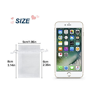 YQL Mini Organza Bags,100PCS 2x3 Inch White Organza Jewelry Pouches Mini Mesh Bags Organza Drawstring Bags Wedding Party Christmas Gift Candy Bag