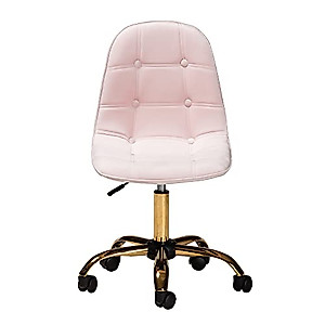 Baxton Studio Kabira Office Chair, One Size, Blush Pink/Gold