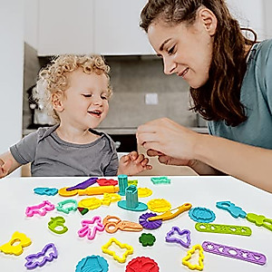 Play Dough Tools Set for Kids - Playdough Toys Accessories with Stamps Cutter Scissor Rolling Pin and Storage Box, Party Favors Set for Age 2-8