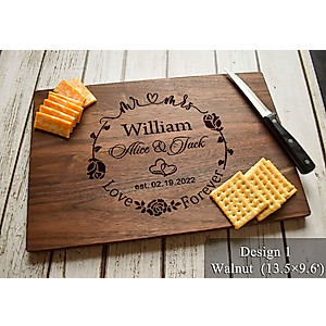 Gifts for Wedding, Personalized Cutting Boards for Couples, Anniversary, Valentines Day, Housewarming Gift - Handmade Customizable Wooden Kitchen Decoration, Gift for New Homeowners - Size 13.5×9.5"