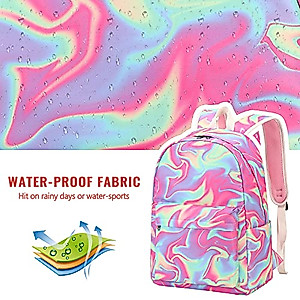 LEDAOU Backpack for Girls School Bag Kids Bookbag Teen Backpack Set Daypack with Lunch Bag and Pencil Case (Blue Purple)