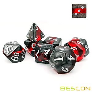 Bescon Mineral Rocks GEM Vines Polyhedral D&D Dice Set of 7, RPG Role Playing Game Dice 7pcs Set of Ruby