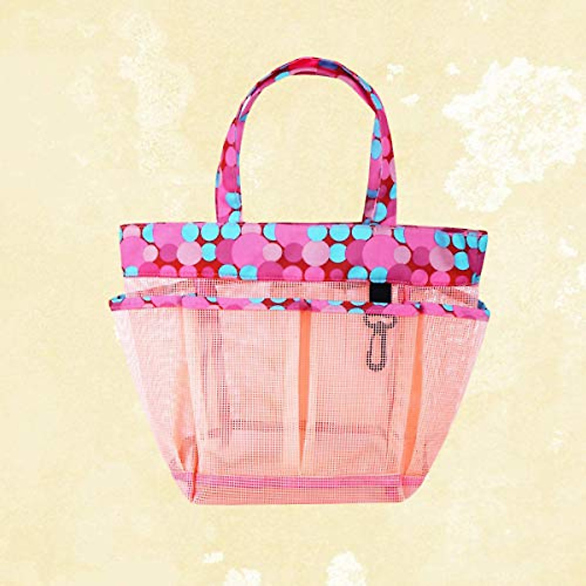 Yardwe Portable Mesh Storage Pocket Quick Dry Shower Tote Bag Hanging Toiletry Bath Organizer for Shampoo Conditioner Soap and Other Bathroom Accessories (Pink)