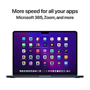 Apple 2022 MacBook Air with M2 chip, 8 core CPU, 10 core GPU, 16GB RAM, 512GB SSD Storage - Midnight (Z1610005E)