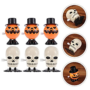 TOYANDONA 24pcs Small Gift Goodie Pumpkin Kids, Up Wind- Goodies Wind Walking Head Stuffers Toys Fillers Clockwork and Jumping Jack Party Favors Funny Halloween Toy Novelty Supplies Bag