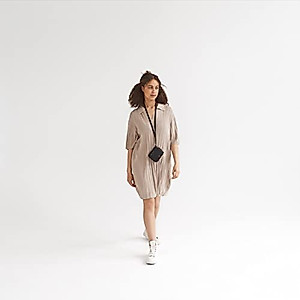 BERLINER BAGS Premium Leather Wallet Geneva, RFID Shielded Zip-Around Card Case with Neck Strap for Men, Women - Black