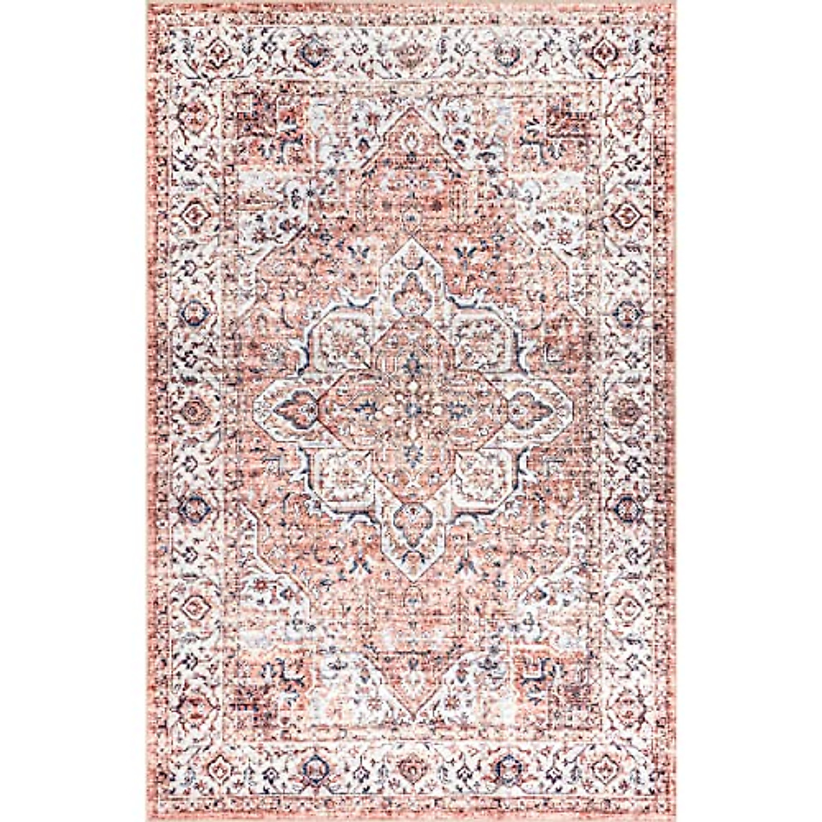 nuLOOM AMA Persian Stain-Resistant Machine Washable Area Rug, 9' x 12', Rust