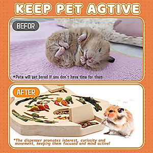 Sieral Wooden Enrichment Foraging Toy for Small Pet 7.7''x 7.1'' Interactive Hide Treats Puzzle Rabbit Toys Small Animal Toys Mental Stimulation Toys for Guinea Pig Hamster Bunny Rat Chinchilla