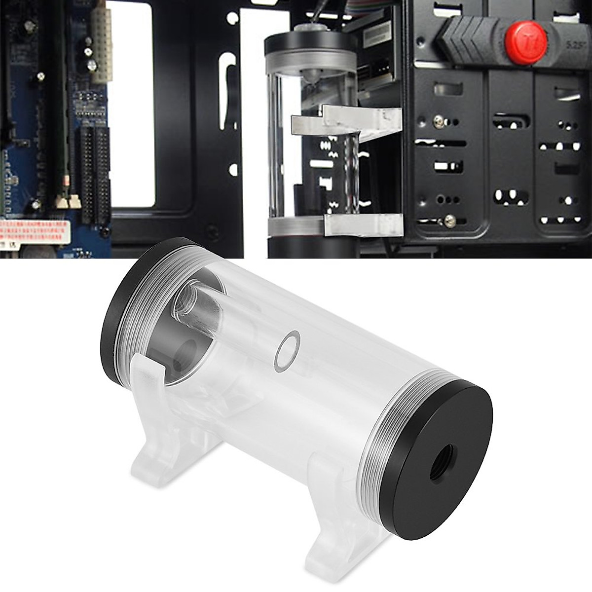 PC Water Pump,Computer Liquid Water Cooling Radiator Acrylic Cylinder Water Reservoir,Full Open Design Noise Reduction Water Cooling