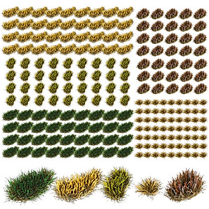 288 Pcs Static Grass Tuft Flower Cluster Vegetation Groups Self Adhesive Artificial Model Grass Tufts DIY Miniature Colorful Flower Cluster for Terrain Railway Scenery Table Landscape (Grass Style)