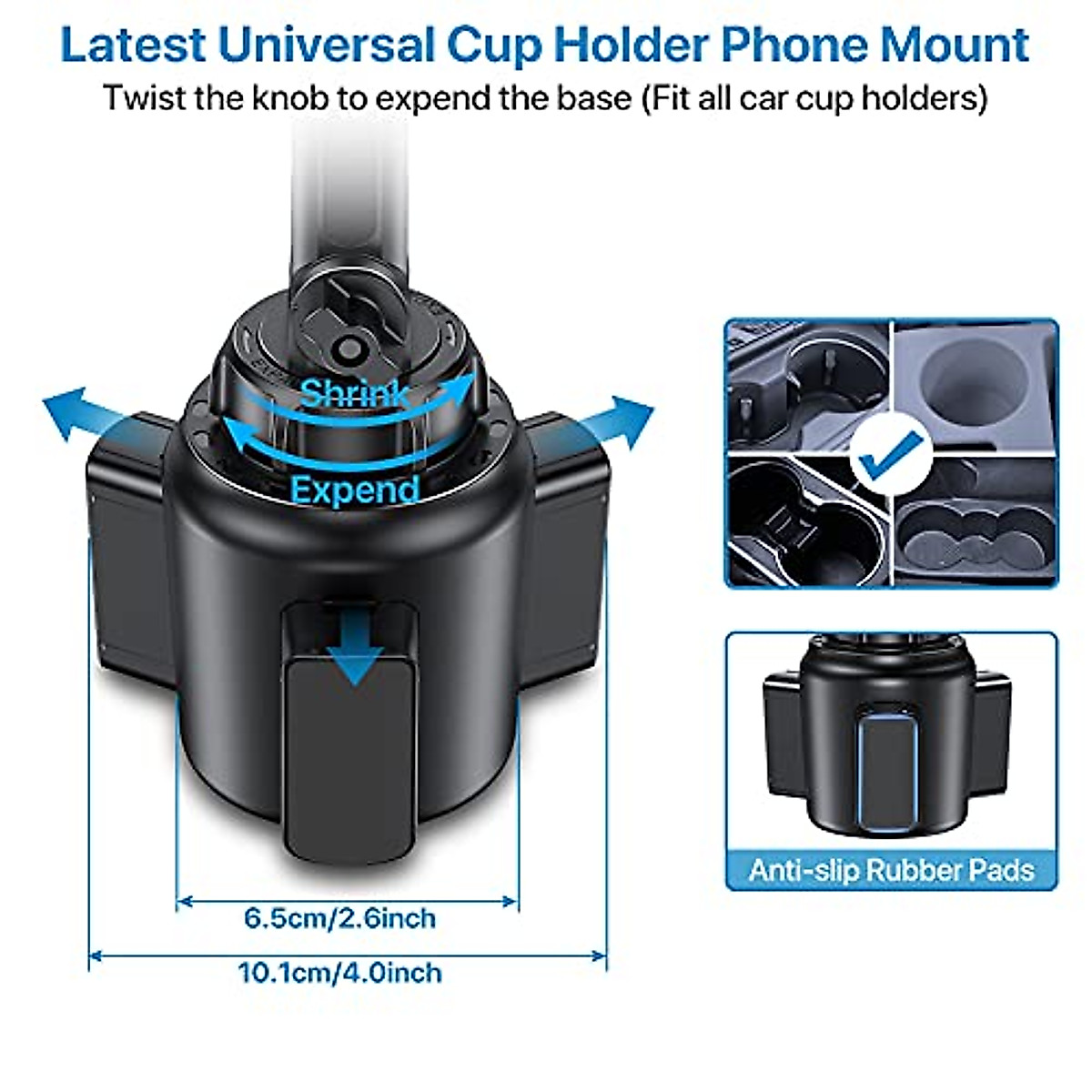 Miracase [Upgraded Version] Cup Phone Holder for Car, Universal Adjustable Long Neck Car Cup Holder Phone Mount Cradle Friendly Compatible with iPhone Samsung Google and All Smartphones