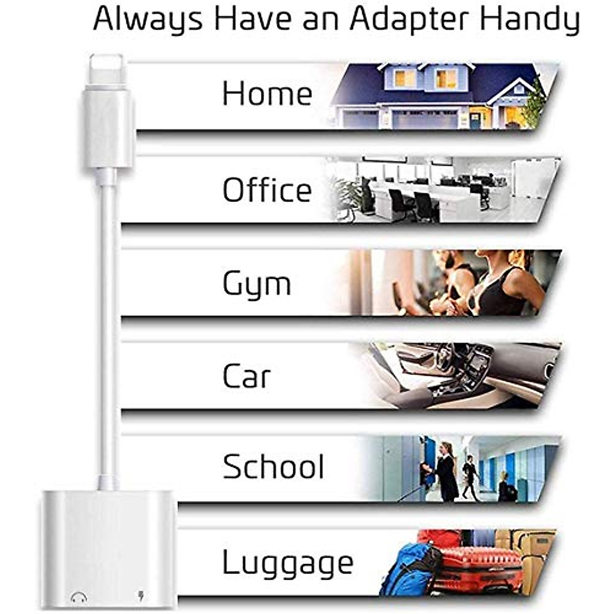 [Apple MFi Certified] Headphone Adapter & Splitter for iPhone, 2 in 1 3.5mm Earphone Audio & Charger Splitter Adapter, Compatible for iPhone 11/11 Pro/Xs/Xs Max/XR/X/8/7, Support All iOS Systems