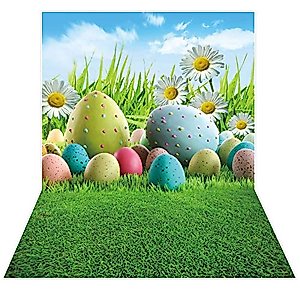 Allenjoy 5x7ft Spring Easter Backdrop Sunny Day Meadow Flowers Colorful Eggs Photography Background for Kids Children Newborn Baby Shower Birthday Party Decor Banner Portrait Photo Studio Booth Props