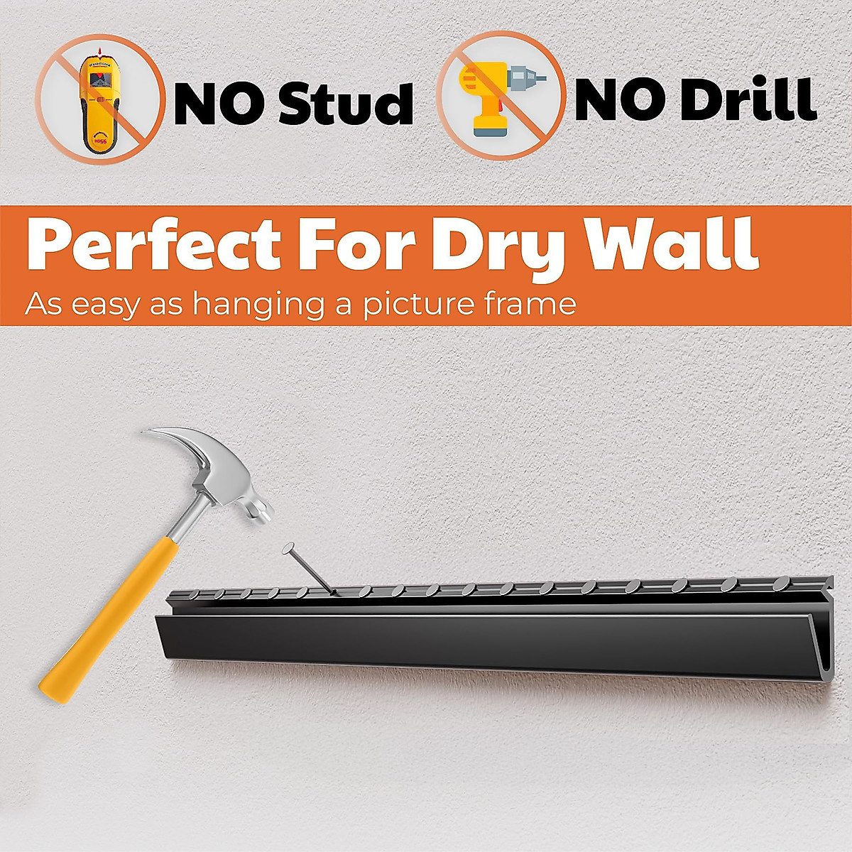 Fulifix No Stud Drywall TV Mount, No Drill TV Wall Bracket for Most Brands 22-55 Inch TVs, Studless TVs Wall Mount Holds up to 100 lbs - Easy Installation with Bubble Level