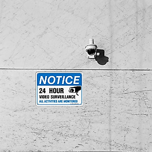 Video Surveillance Sign, All Activities Are Monitored - 2 Pack - 7 x 10 Inches Rust Free .040 Aluminum Reflective - UV Protected, Waterproof, Weatherproof and Fade Resistant - 4 Pre-drilled Holes