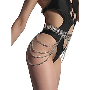 OuluJade Belly Chain Gemstone Decor Waist Chain Body Chain For Women Festival Rave Party Accessories (S(33IN Circle))