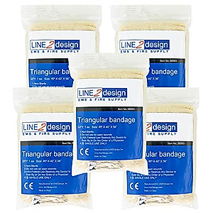 LINE2design Triangular Bandage - First Aid Bandage Wound Dressing Fracture Fixation Emergency 5Pk