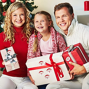 500 Pieces Christmas Stickers Santa Face Stickers Red Buffalo Plaid Label Stickers Santa Claus Decoration for Kids, Christmas Party Holiday Birthday Cards Envelopes Goodie Gift Bag Fillers