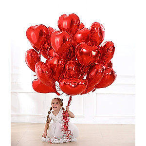 30 pcs Red Heart Balloons 18" Foil Love Balloons Mylar Balloons heart balloons for Valentines Day Propose Marriage Wedding Anniversary Backdrop Birthday Party Supplies