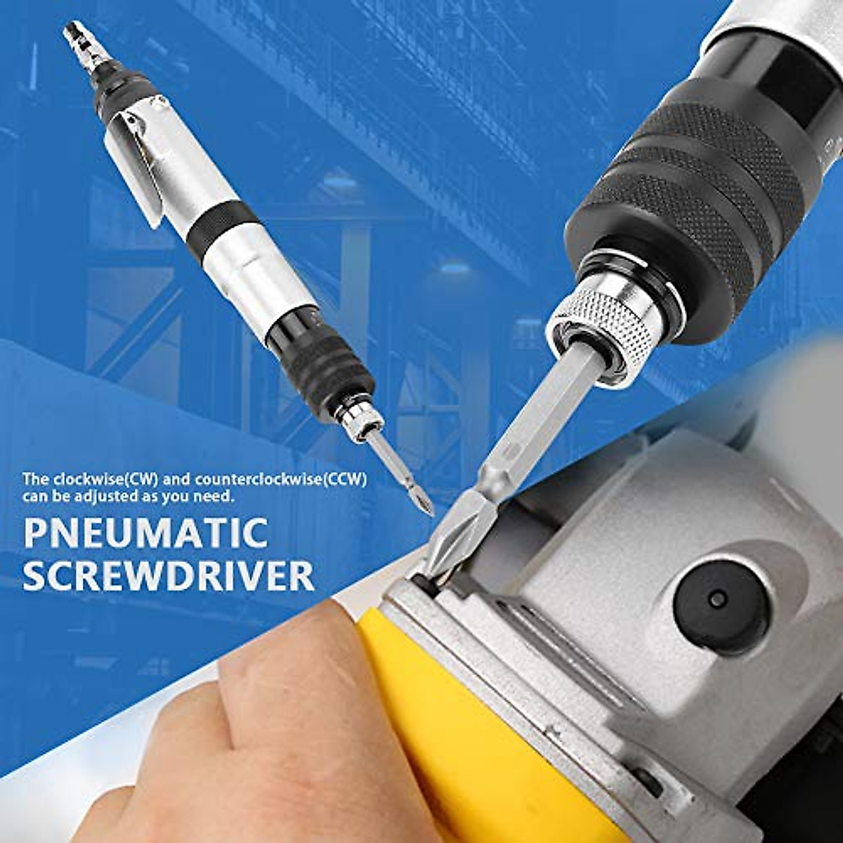 1/4" Air Straight Pneumatic Screwdriver,1000RPM Mini Handhold Pneumatic Screwdriver Kit,Industrial Screw Driver Tool