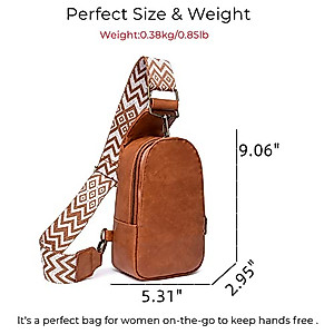 Sanxiner Sling Bag for Women,Light weitght Chest Bag with Wide Strap,Crossbody Fanny Packs for Women,Faux Leather Satchel Backpack (1-Brown)