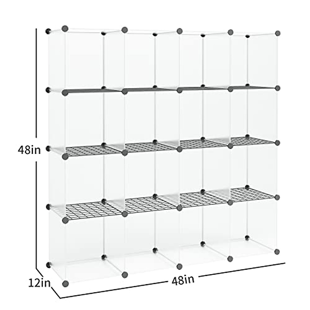 MAGINELS Portable Storage Cubes-14 x14 Cube (16 Cube)-More Stable (add Metal Panel) Cube Shelves, Modular Bookshelf Units，Clothes Storage Shelves，Room Organizer for Cubby Cube