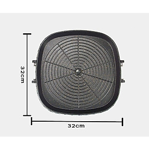 Korean Style Square Grill Pan with Maifan Coated Surface,Non-stick Smokeless Barbecue Stovetop Plate for Indoor Outdoor BBQ