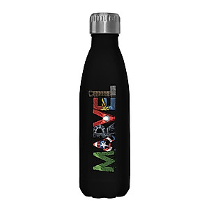 Marvel Fan Letters 17 oz Stainless Steel Water Bottle, 17 Ounce, Multicolored