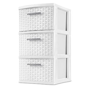 Nsngxus 3 Drawer Weave Tower, White