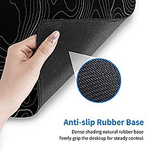 BZU Topographic Contour Extended Big Mouse Pad Large,XL Gaming Mouse Pad Desk Pad,31.5x11.8inch Long Computer Keyboard Mouse Mat Mousepad with 3mm Non-Slip Base and Stitched Edge for Home Office Work