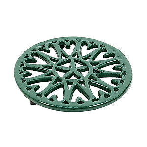Minuteman International Sunburst, Green woodstove Tabletop cast Iron Trivet, 7" Diameter