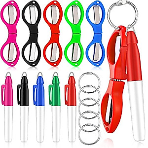 15 Pieces Folding Safety Scissors for Nurse Plastic Handle Mini Folding Scissors Nurse Pen Set Permanent Markers Fine Point Nurse Pen Pack Silver Ring Foldable Scissors Keychain Scissors (Fresh Color)