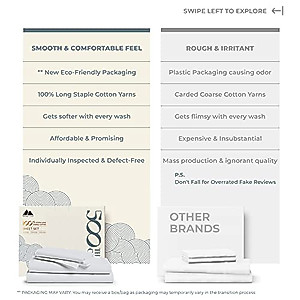 Mayfair Linen 100% Cotton Bed Sheets Queen Sheet Set - 500 Thread Count Sheets Queen Size 4 PC Set (Silver), Soft, Cooling, Hotel-Quality 16" Deep Pocket Sateen Cotton Bedsheet for Hot Sleepers