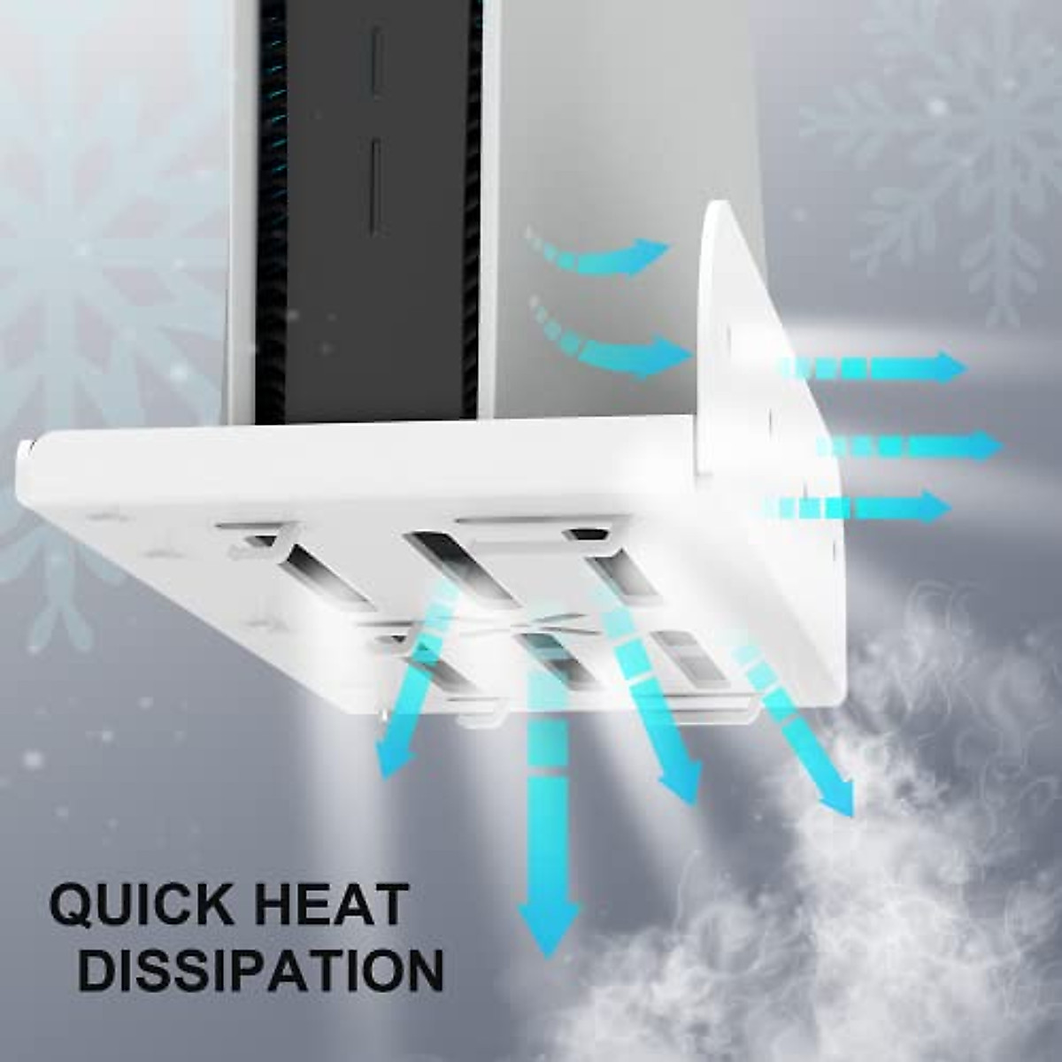 BELOPERA Ps5/Ps4 Wall Mount kit, 6-in-1 PS5 (Disc and Digital) Metal Wall Mount Stand with 2 Detachable Controller Hanging Bracket/Headset Hanger/Remote Box/Charging Cable – White