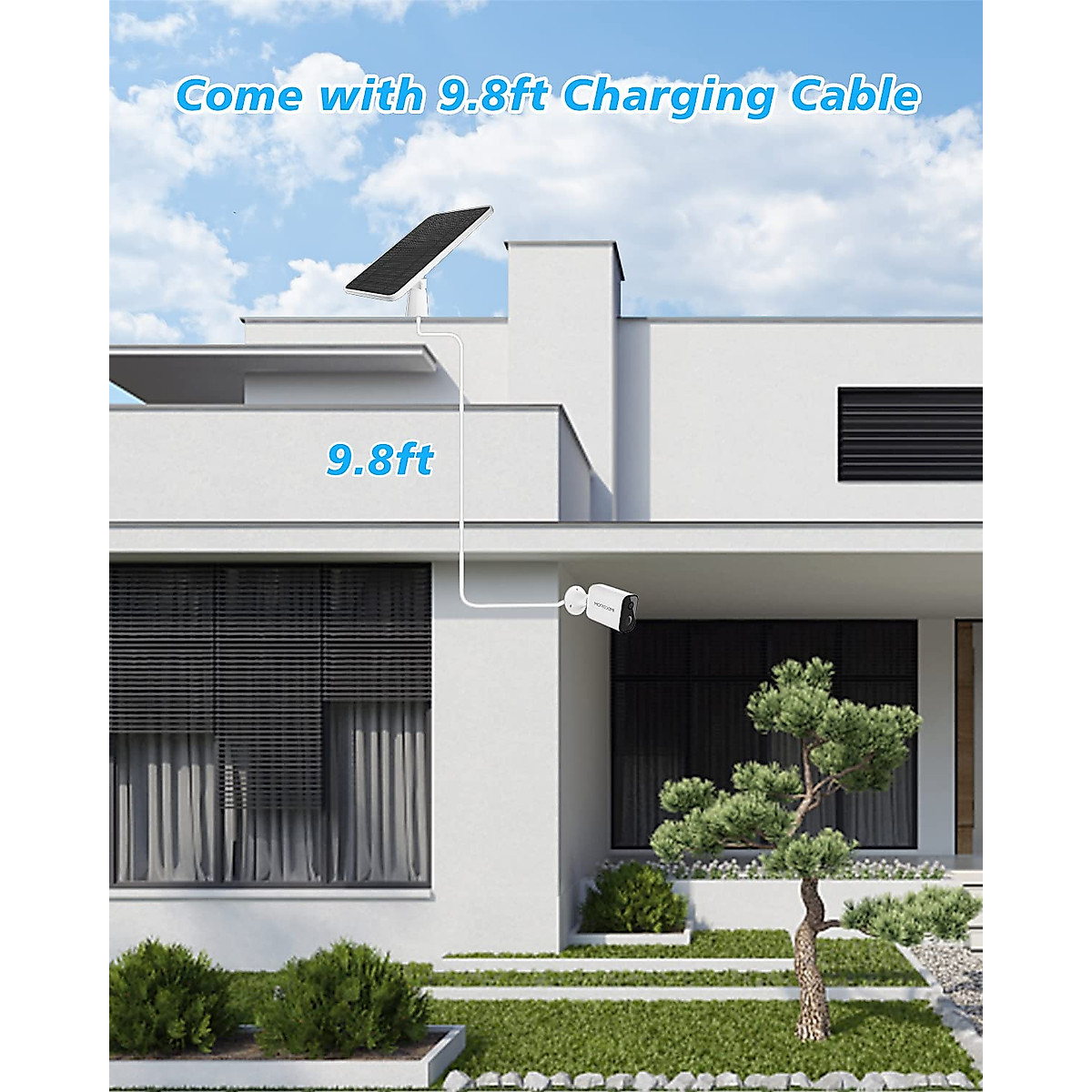 Solar Panel Charger Compatible with Arlo Pro 5S/Pro 4/Pro 3/Pro 3 Floodlight/Ultra/Ultra 2 Camera, 6V 4.5W Solar Panels Charging IP65 Weatherproof w/ 9.8ft Charging Cable Adjustable Wall Mount, 4 Pack