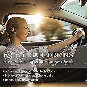 COMEXION Bluetooth Headset V5.0 Bluetooth Earpiece with Mic and Mute Key Wireless Noise Reduction Business Earphone for Driving/Meeting/Listening