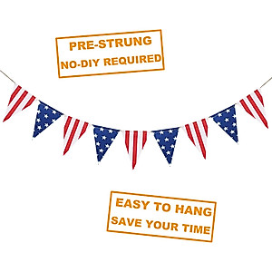 FAKTEEN American Stars and Stripes Flag Bunting Garland USA Triangle Banner Patriotic Party Decoration for Fourth of July Independence Memorial Day Party Supplies
