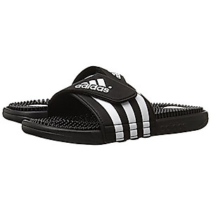 adidas Men's Adissage Slides Sandal, Black/White/Black, 12