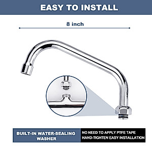 iVIGA Commercial Sink Faucet with 8” Swivel Spout & Supply Lines, 8" Center Deck Mount Kitchen Faucet, Dual Handles Brass Utility Sink Faucet for Laundry Room Restaurant Compartment Sink, Polish