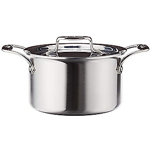 All-Clad D5 5-Ply Brushed Stainless Steel Soup Pot 4 Quart Induction Oven Broiler Safe 600F Pots and Pans, Cookware Silver