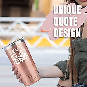 Onebttl Introvert Gifts for Girls, Women, Coworkers, INFP, INTP Coffee Travel Mug - It's Peoplely Out There - Stainless Steel 20Oz Tumbler