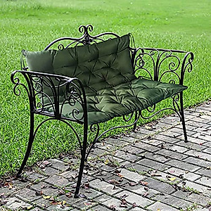Rlosqvee Outside Benches Cushion with Backrest, Thicken Waterproof Swing Cushions 2/3 Seater Replacement, Porch Swing Cushions Outdoor (Dark Green, 40 x 60 inch)