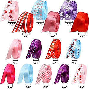 Valentine Heart Ribbons for Gifts Wrapping 15 Rolls Love Heart Ribbons for Craft Valentines DIY Craft Decoration Party Favors Supplies
