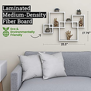 Greenco 4 Cube Intersecting Shelves | Easy-to-Assemble Floating Wall Mount Shelves for Bedrooms and Living Rooms | Decorative Wall Shelves | Modern Floating Cube Shelves for Wall, Espresso Finish