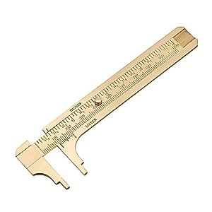 WREOW Brass Caliper 100mm / 4 inch Gauge Vernier Pocket Caliper for Bead Wire Jewelry Measuring (Double Scale)
